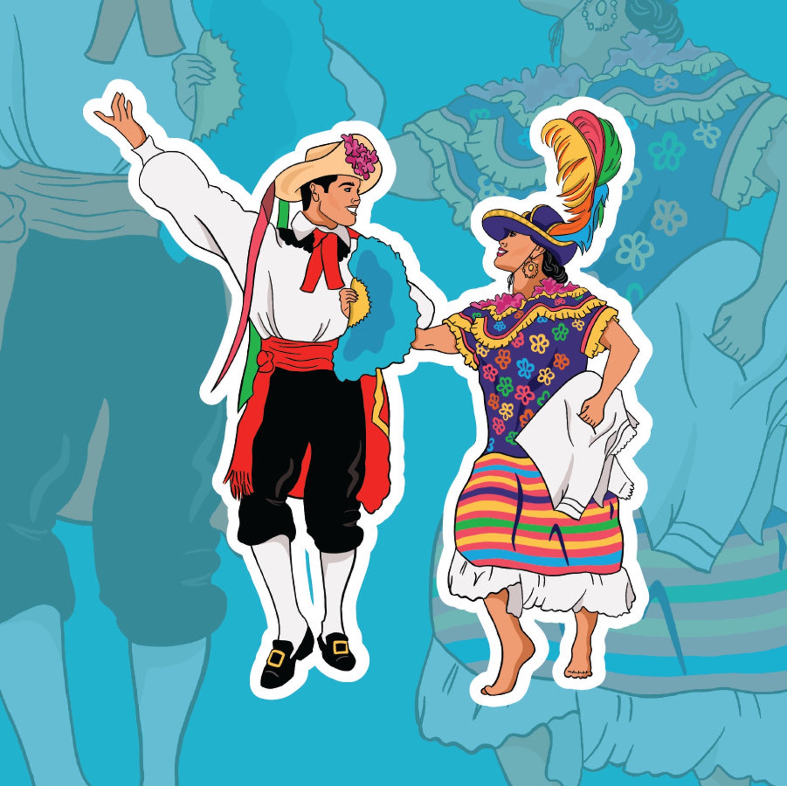 Danza De Mestizaje Nicaraguan Dancer Sticker - Etsy