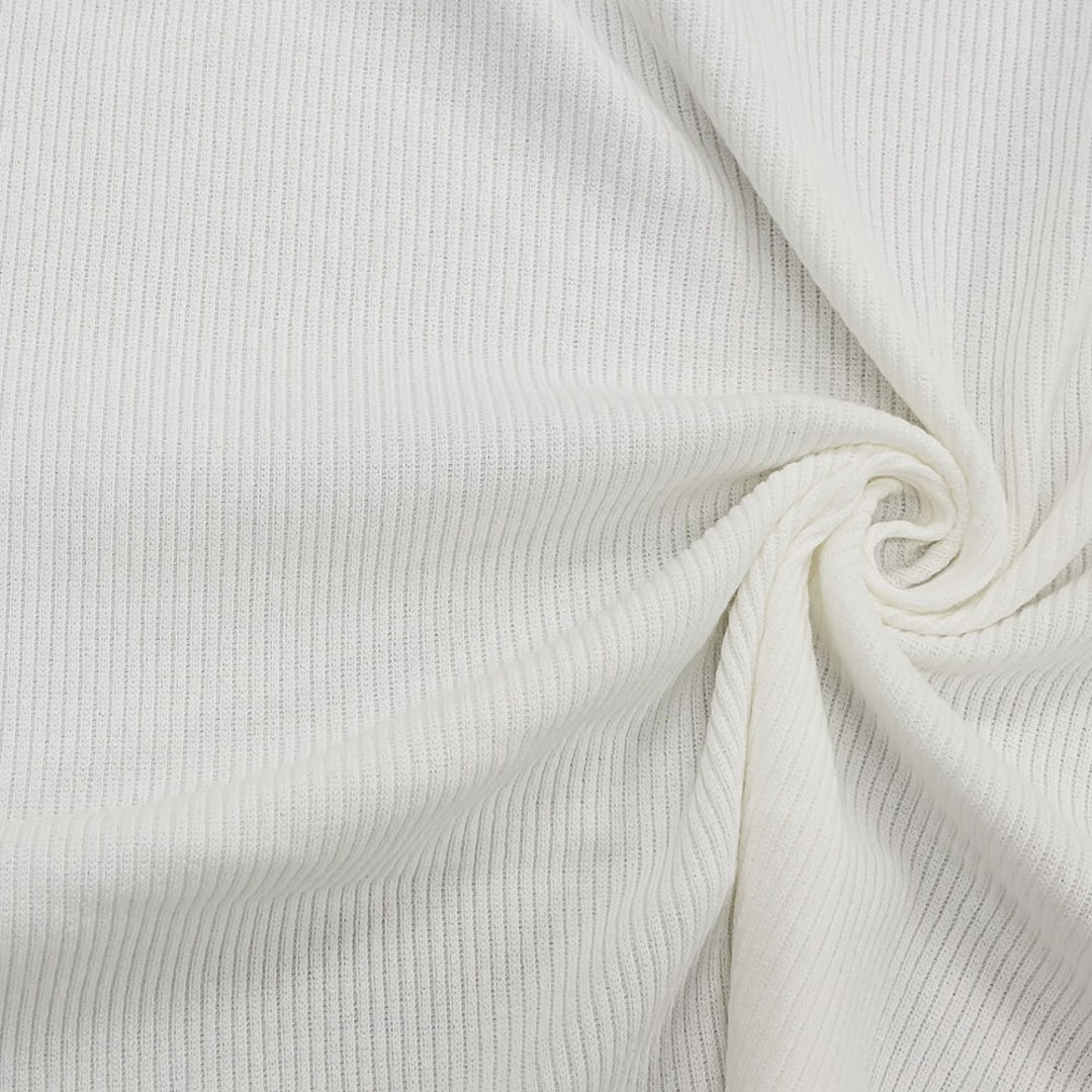 Cotton Rib 2X1 off White PFD Sweater Ribbed Double Spandex Knit Fabric ...