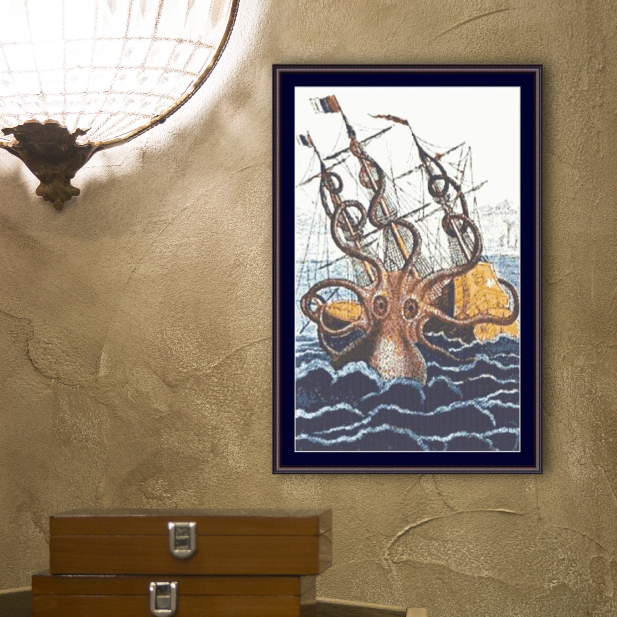 Kraken Sea Monster Cross Stitch Pattern, Colossal Octopus, Instant ...