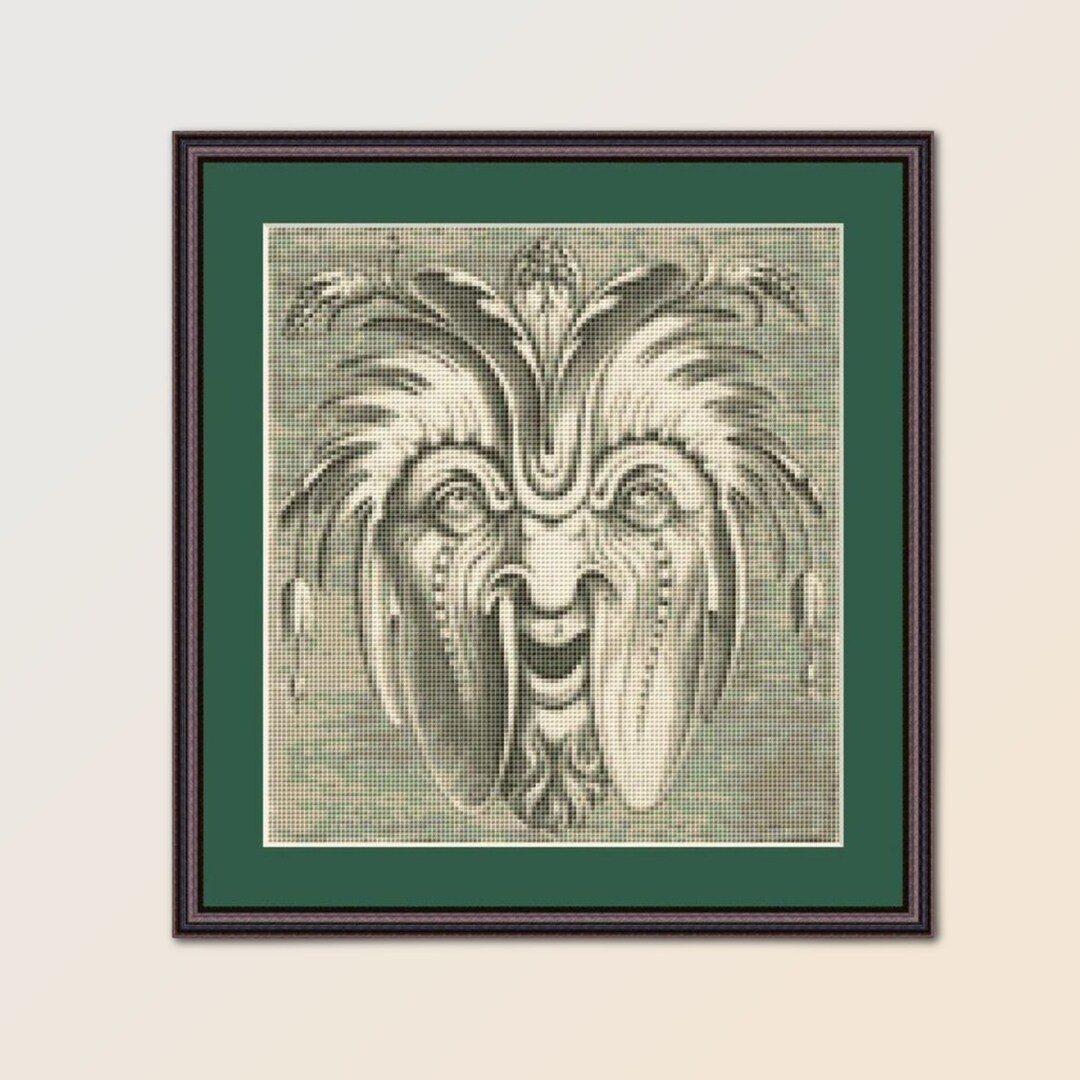 Flemish Mask Cross Stitch Pattern: Grotesque Auricular Art (digital ...