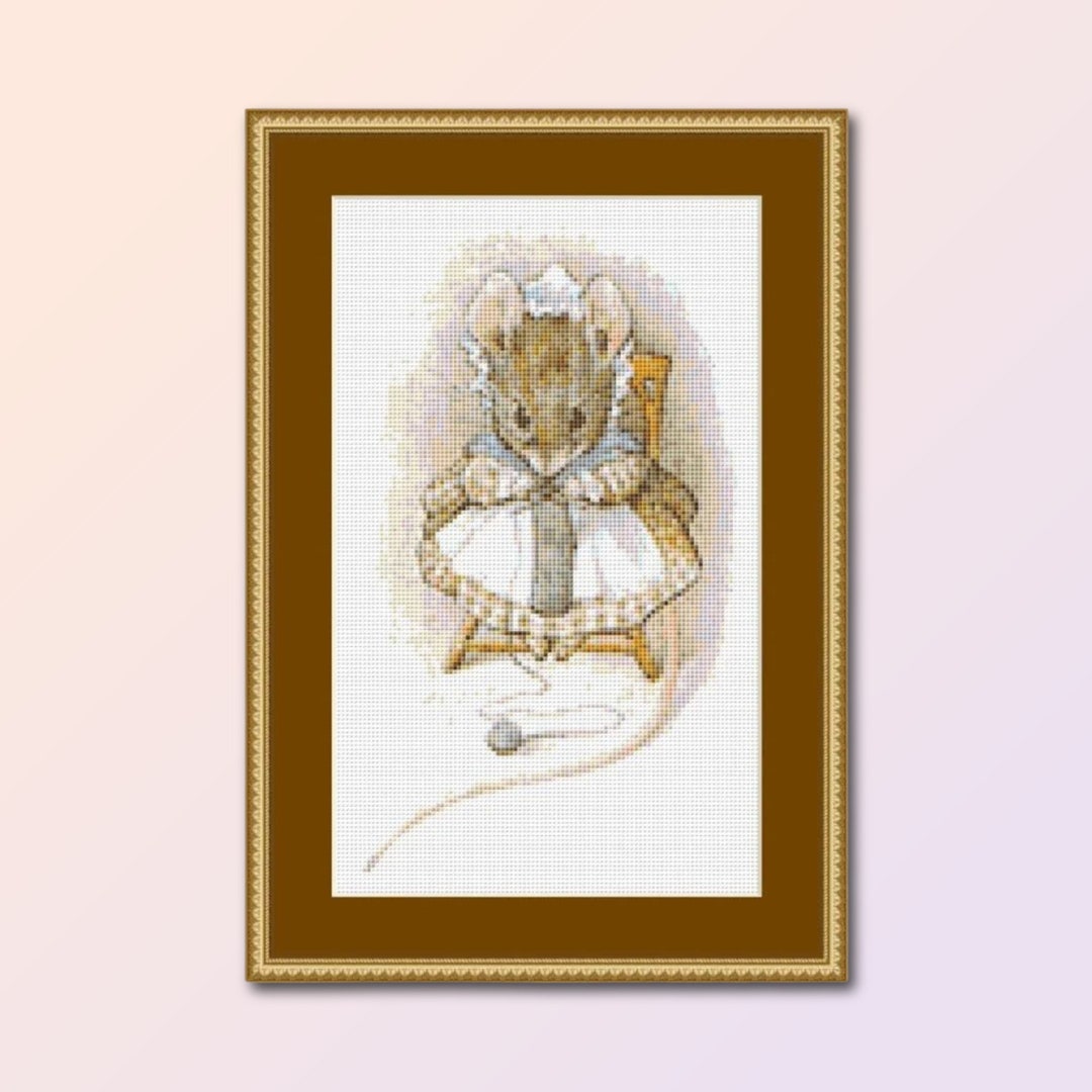 Mrs. Knitting Mouse Cross Stitch Pattern: Beatrix Potter Nursery Rhymes ...