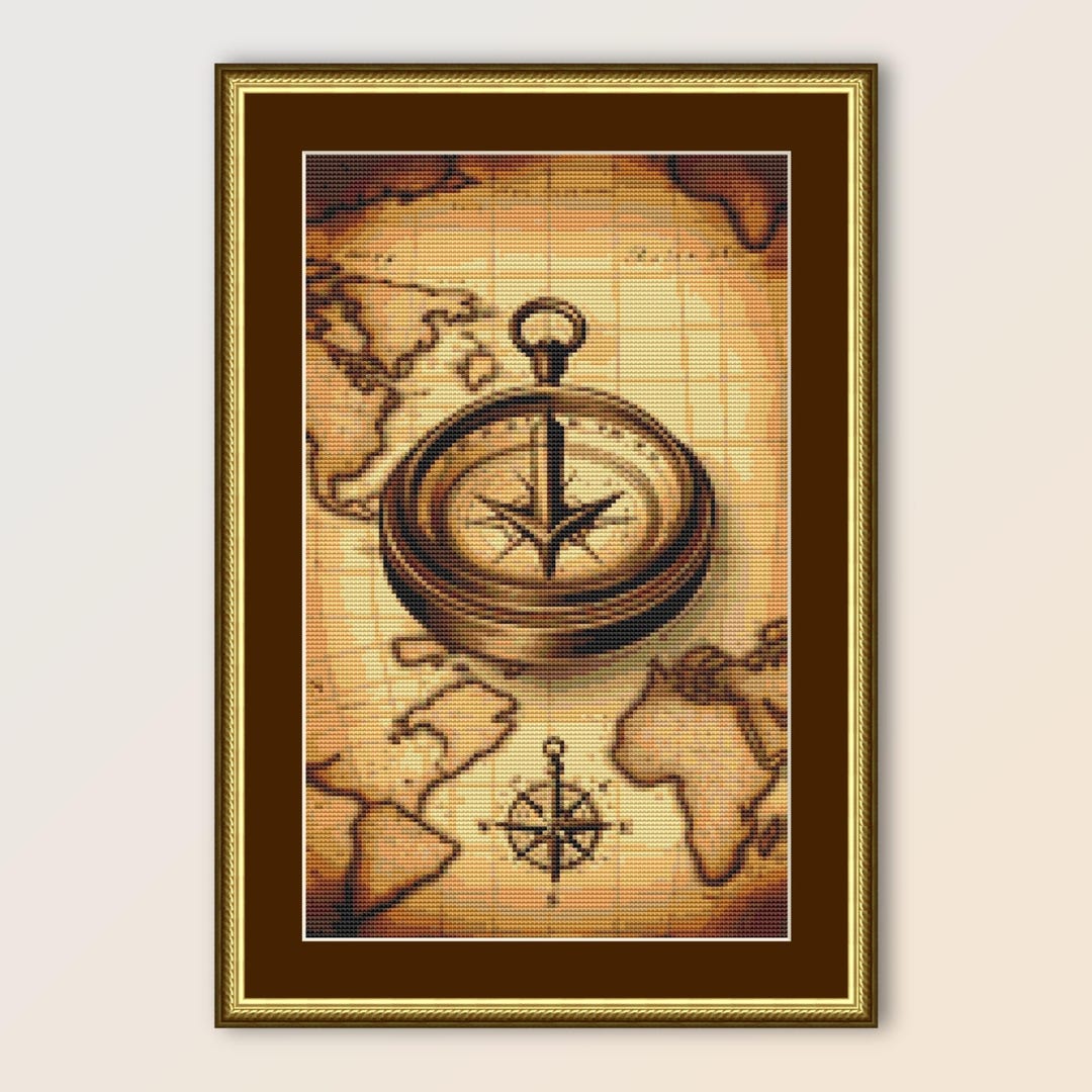 Ship's Compass Cross Stitch Pattern, Instant Download, Printable ...