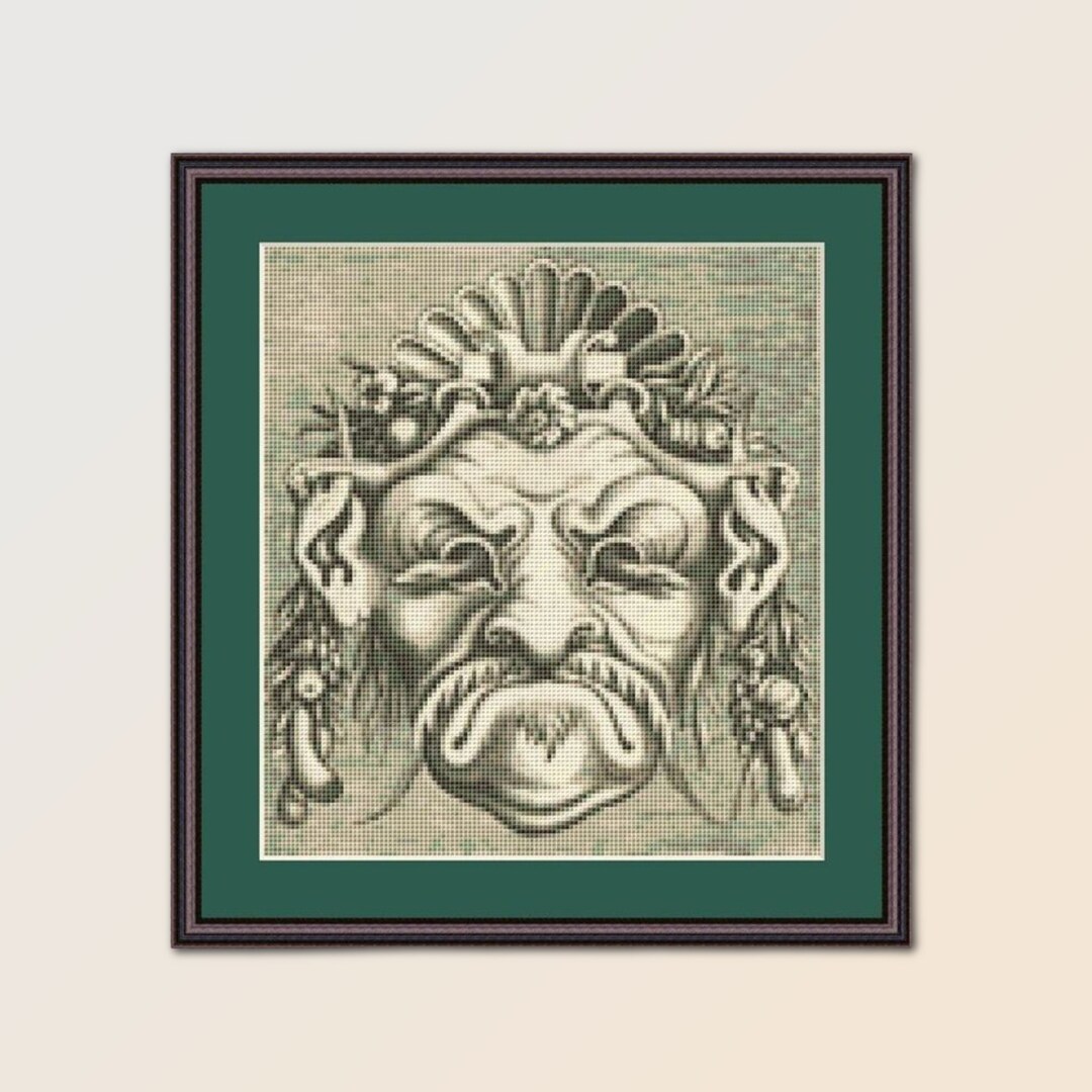 Flemish Mask Cross Stitch Pattern: Grotesque Auricular Art (digital ...