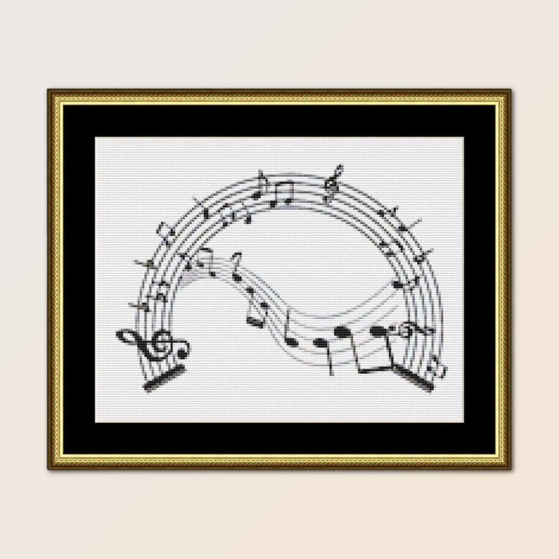 Musical Notes Cross Stitch Pattern, Instant Download, Printable Music ...