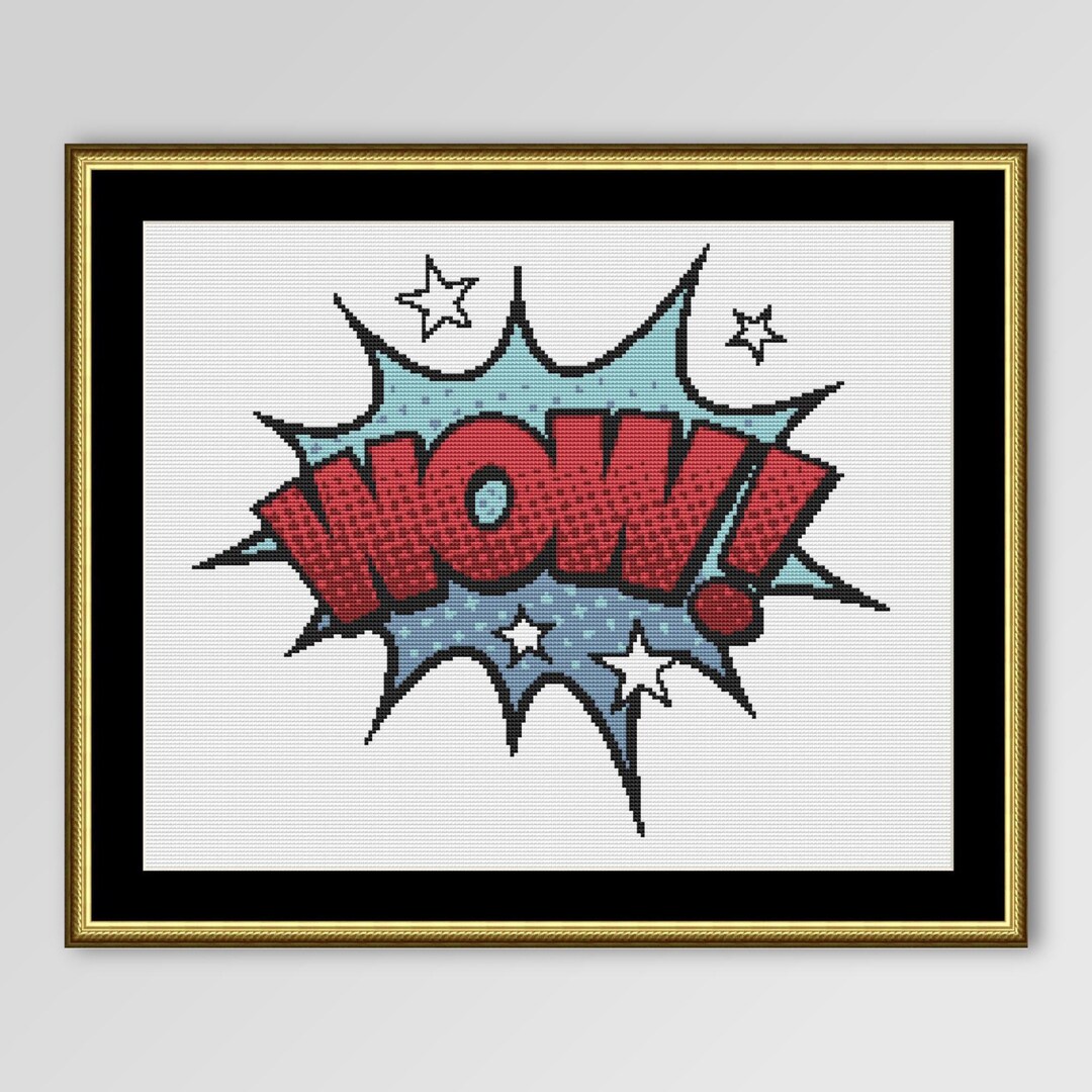 Wow! - Comic Book Bubble Cross Stitch Pattern: (PDF Download) #008 - Etsy