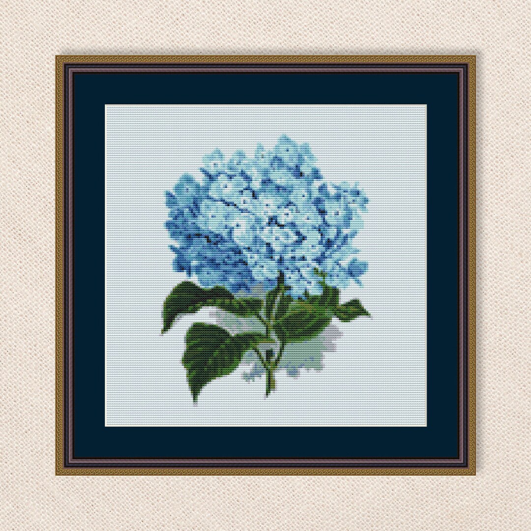 Blue Hydrangea Cross Stitch Pattern, Instant Download, Printable Floral ...