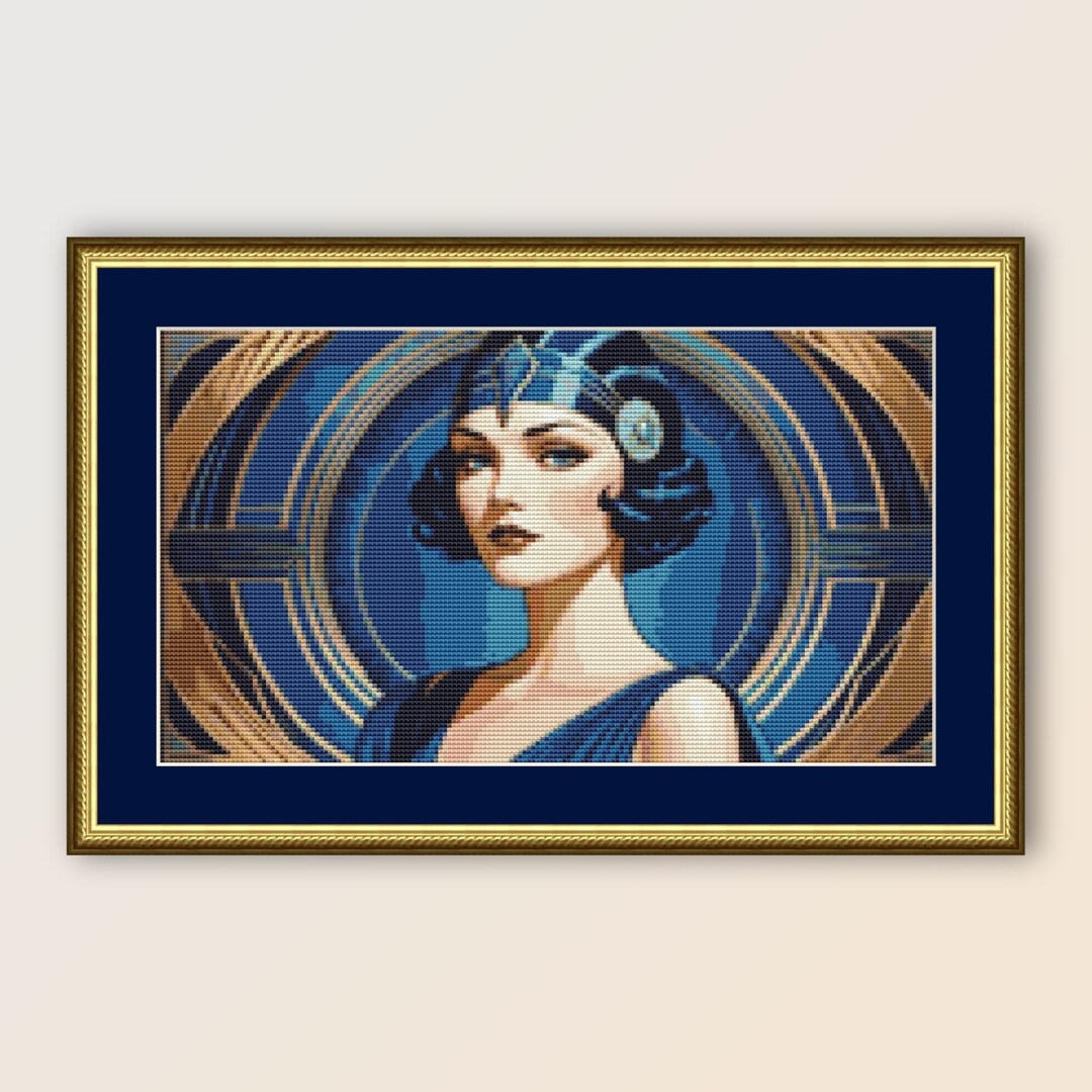 Art Deco Portrait Cross Stitch Pattern, Instant Download, Printable ...