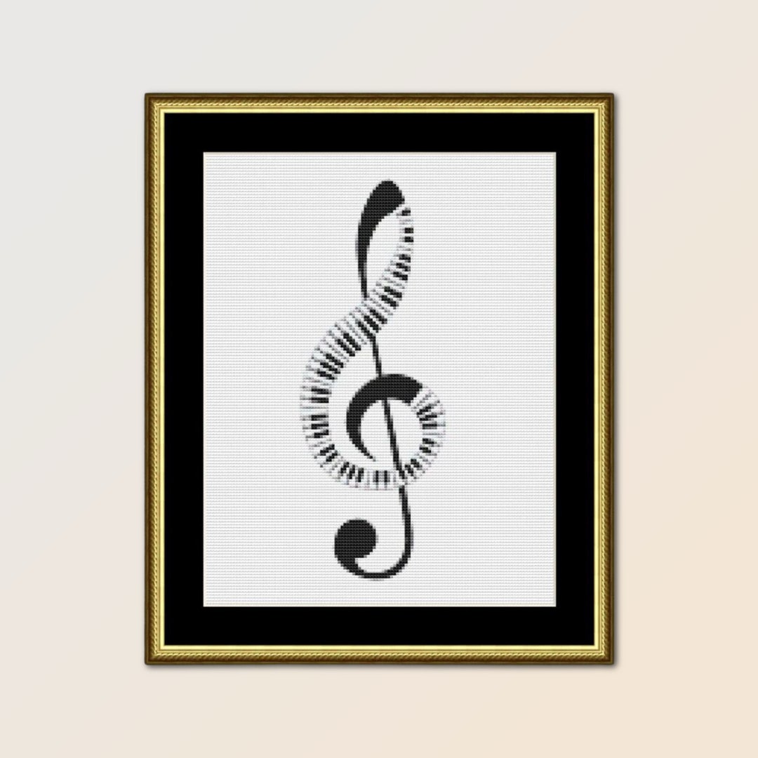 Piano Key Treble Clef Cross Stitch Pattern, Instant Download, Printable ...