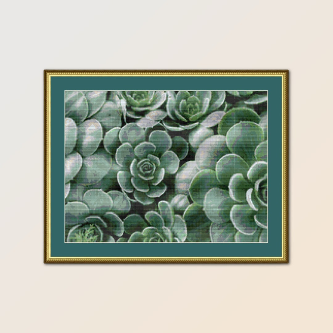 Printable Succulent Cross Stitch Pattern, Instant Download, Botanical ...