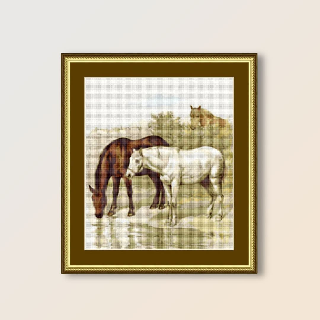 Three Horses Cross Stitch Pattern, Instant Download, Printable Animal ...