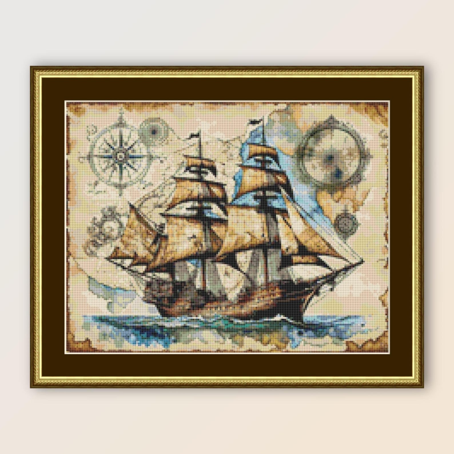 Sailing Ship Cross Stitch Pattern, Instant Download, Printable Nautical ...