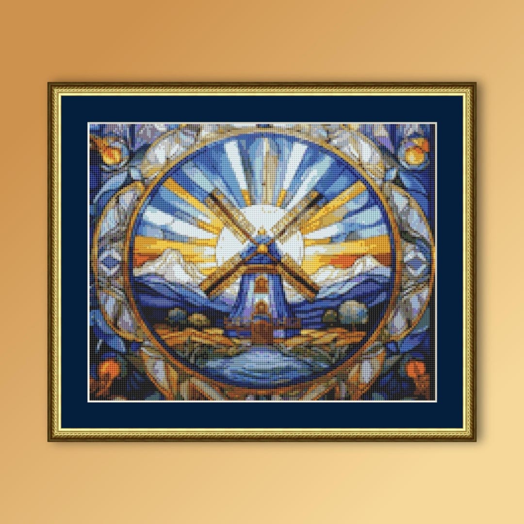 Blue Windmill Cross Stitch Pattern, Instant Download, Printable PDF ...