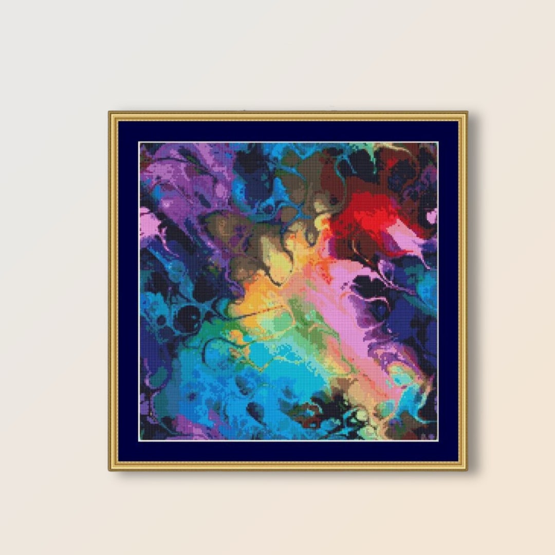 Abstract Number 4 Cross Stitch Pattern, Instant Digital Download Modern ...