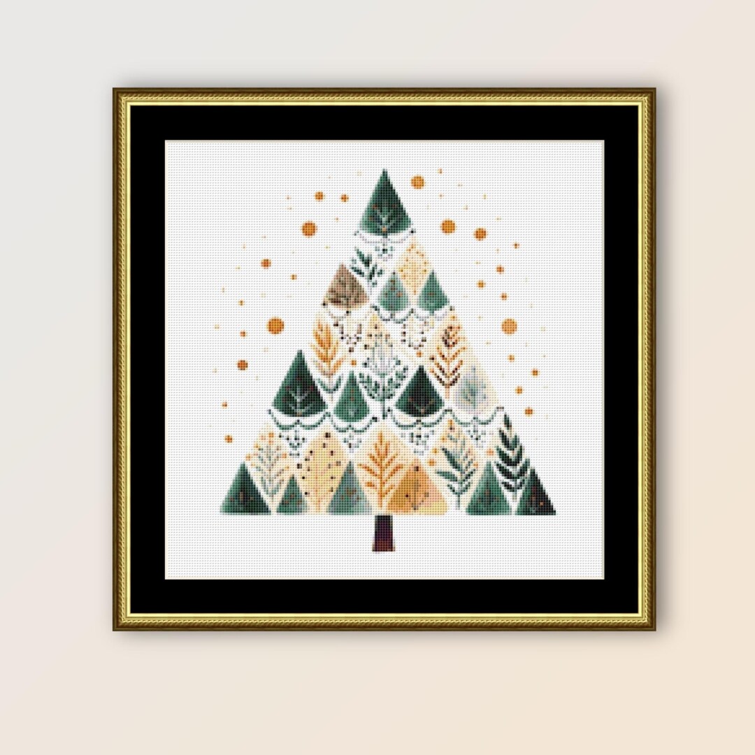 Folk Art Tree Cross Stitch Pattern: Abstract Botanical Design (PDF) - Etsy