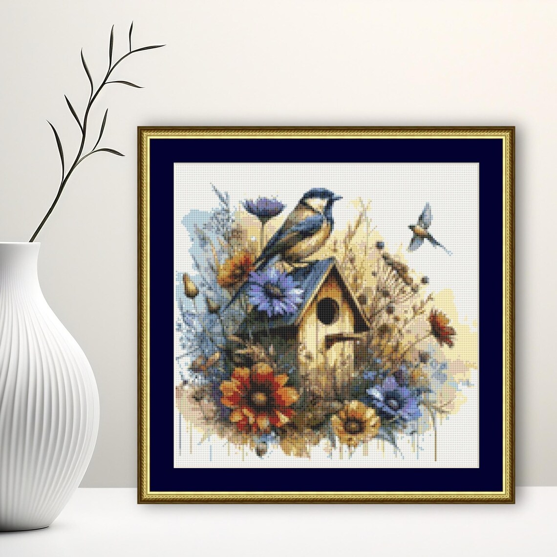 Bird & Bird House Cross Stitch Pattern, Instant Download, Printable PDF ...