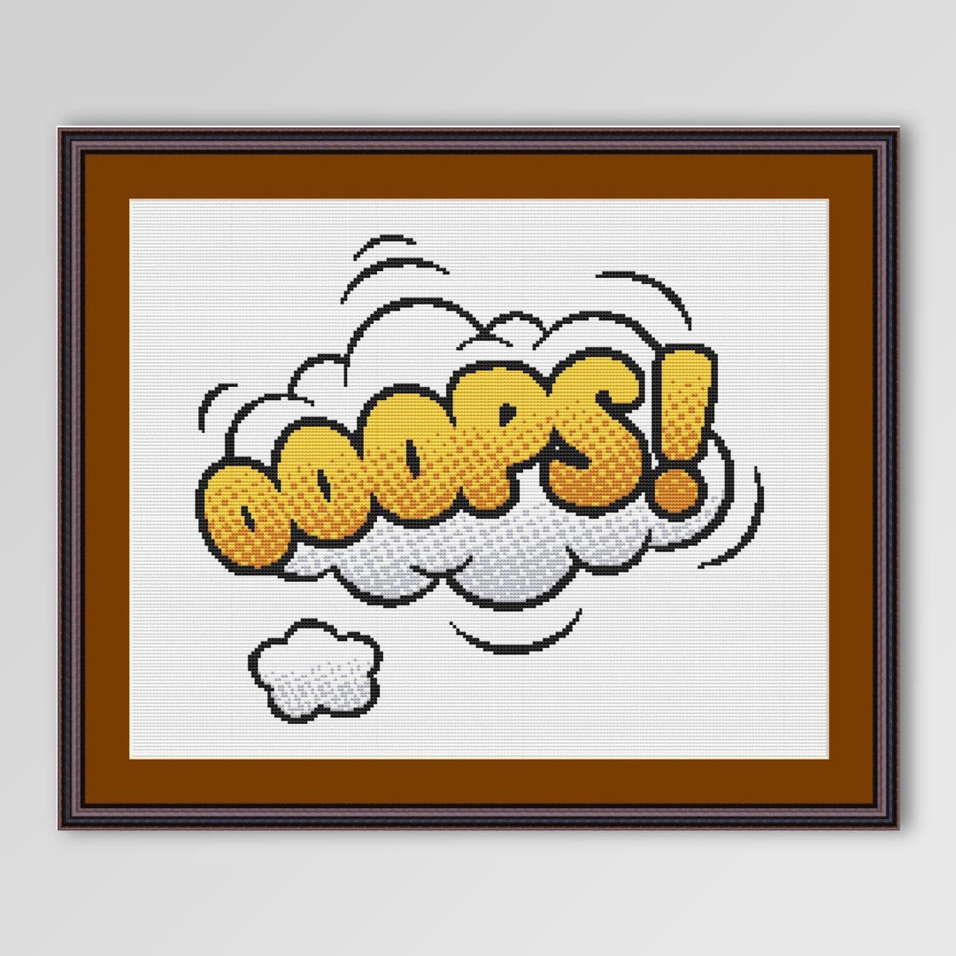 OOOPS!, Word Bubble Cross Stitch Pattern, Instant Digital Download ...