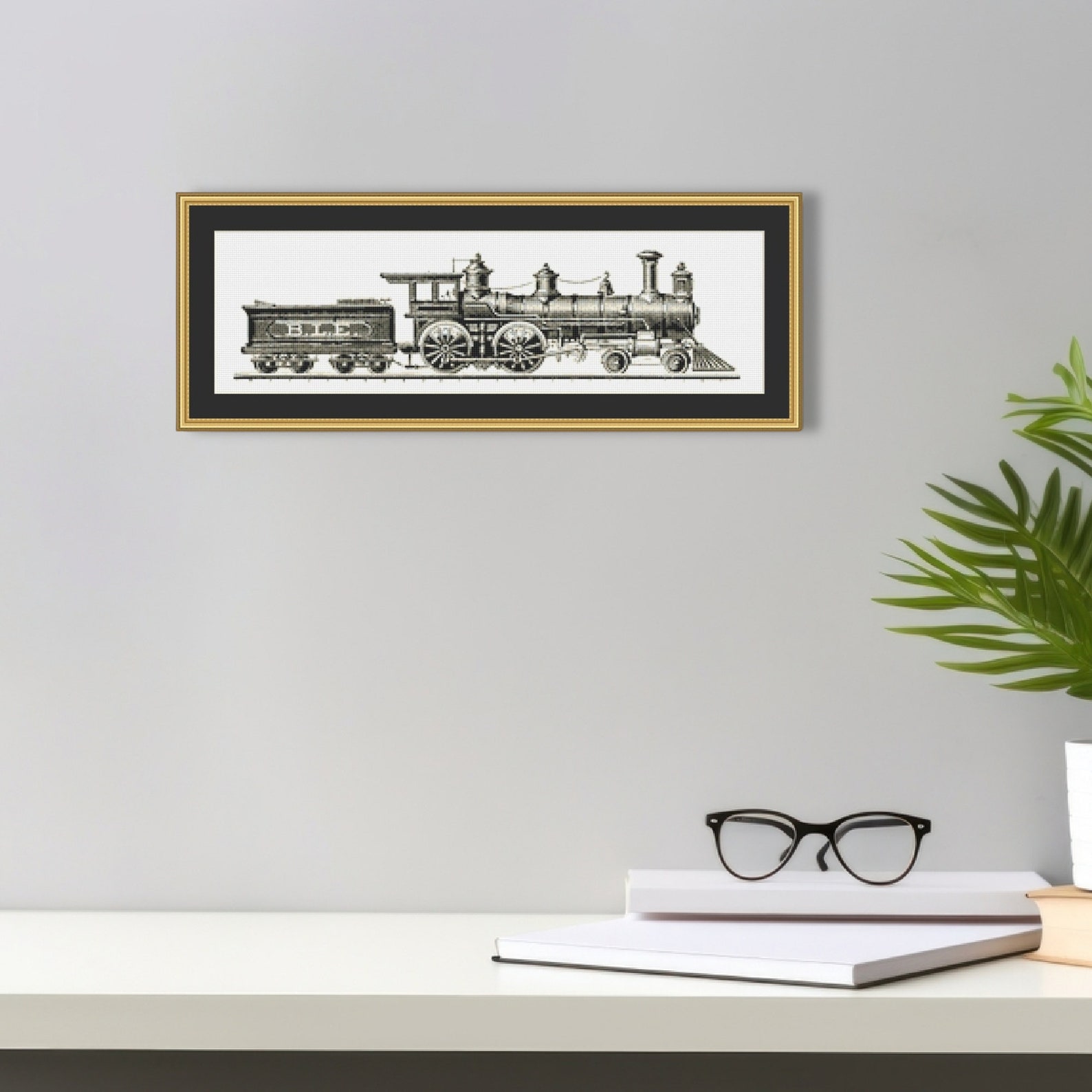 Vintage Steam Locomotive Cross Stitch Pattern: Railway Train Chart (PDF ...