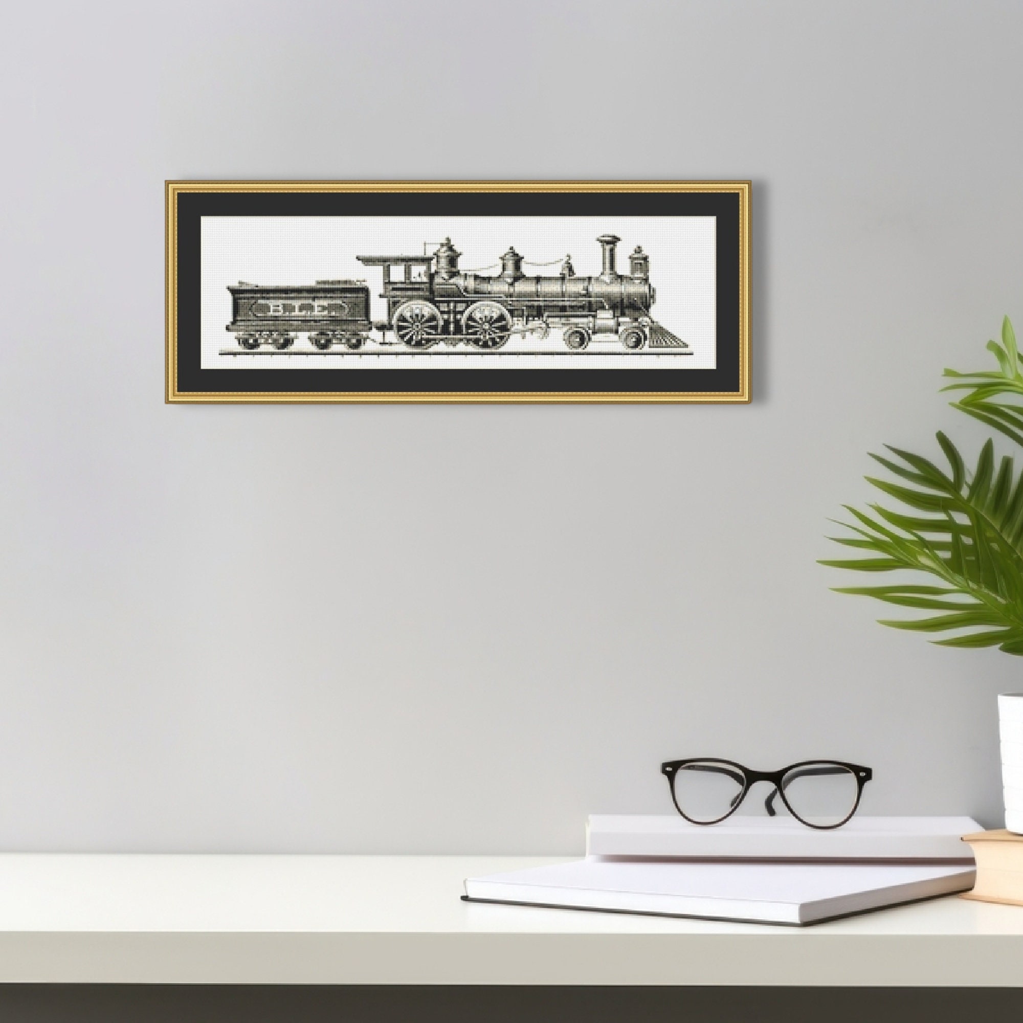 Vintage Steam Locomotive Cross Stitch Pattern: Railway Train Chart (PDF ...