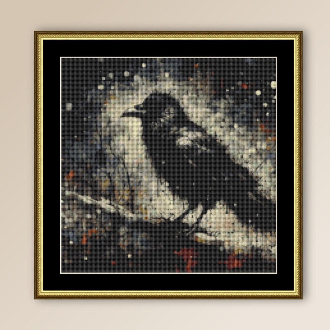 Printable Raven Cross Stitch Pattern, Instant Download, PDF Bird ...