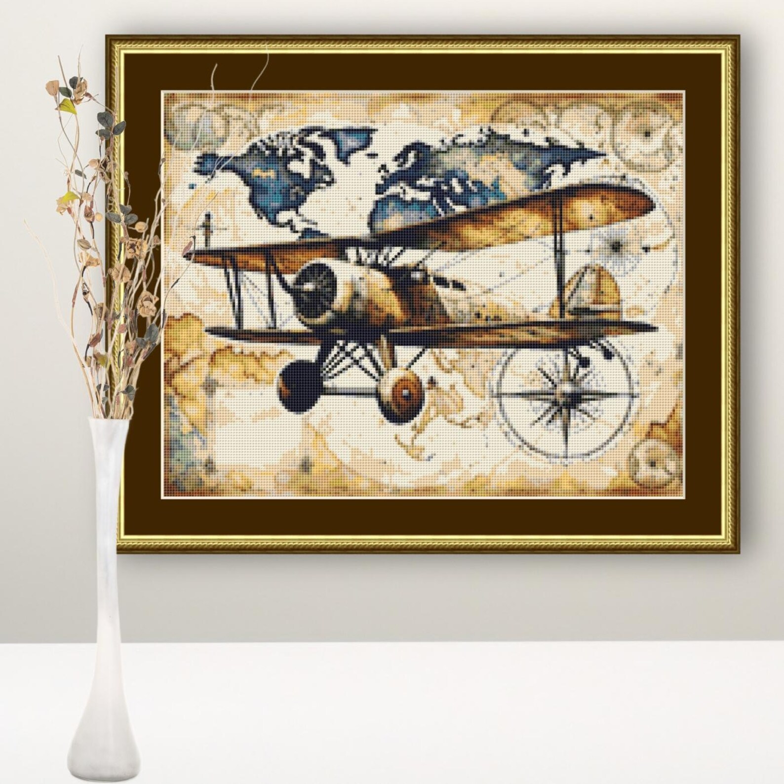 Vintage Airplane Cross Stitch Pattern, Instant Download, Printable PDF ...