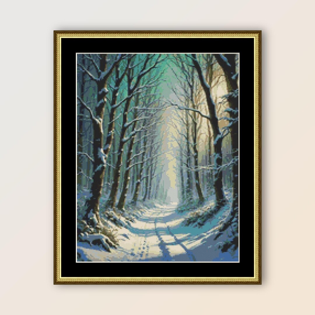 Winter Landscape Cross Stitch Pattern: Snowy Path (PDF Chart) - Etsy
