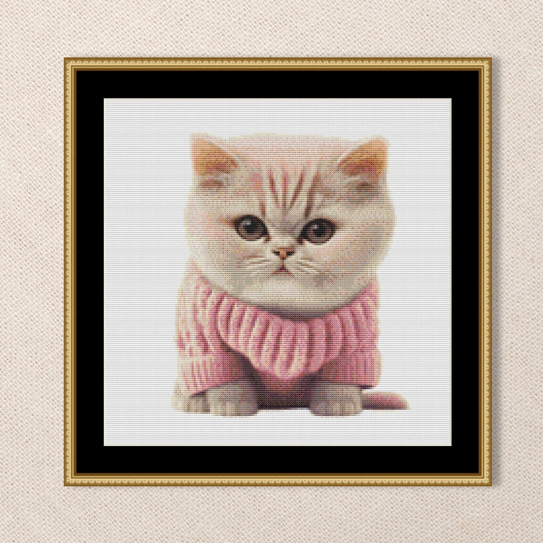 Kitty Cat Cross Stitch Pattern, Instant Download, Printable ...