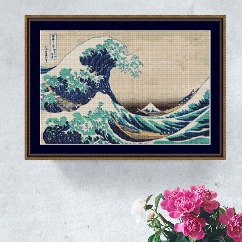 Hokusai's Great Wave Cross Stitch Pattern, Instant Download, Printable ...