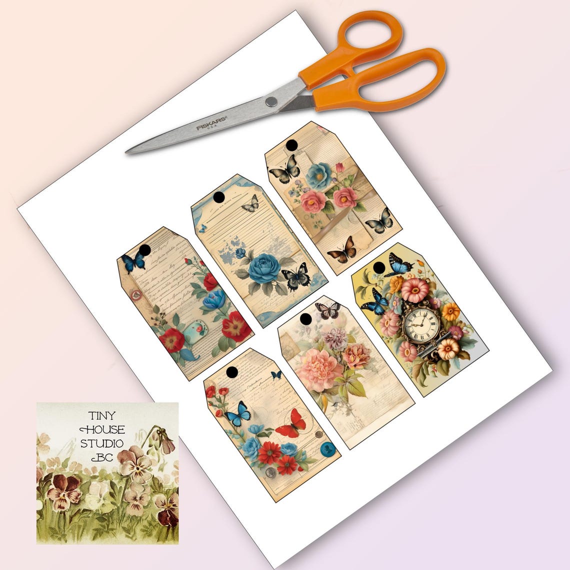 Butterfly Printable Tags: Vintage Ephemera for Junk Journals (JPG & PDF ...
