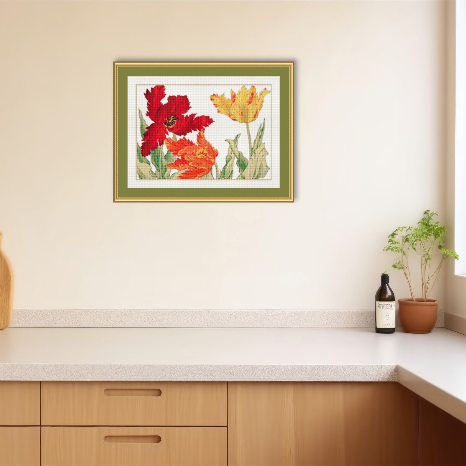 Printable Tulip Cross Stitch Pattern, Instant Digital Download Floral ...