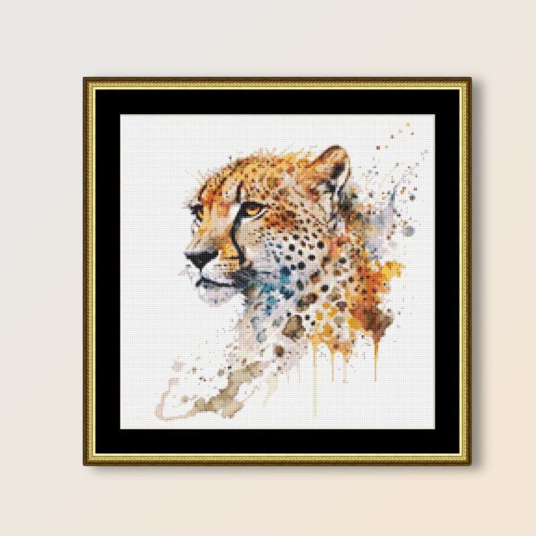 Watercolour Cheetah Cross Stitch Pattern, Instant Download Printable ...