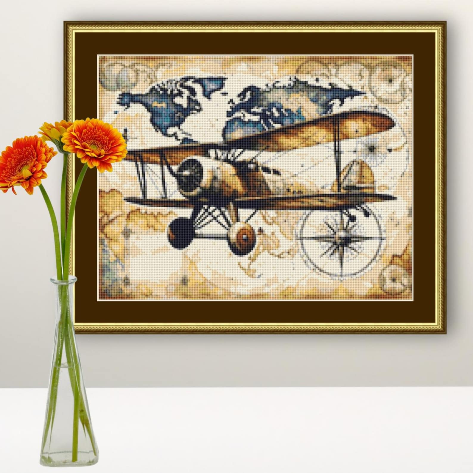 Vintage Airplane Cross Stitch Pattern, Instant Download, Printable PDF ...