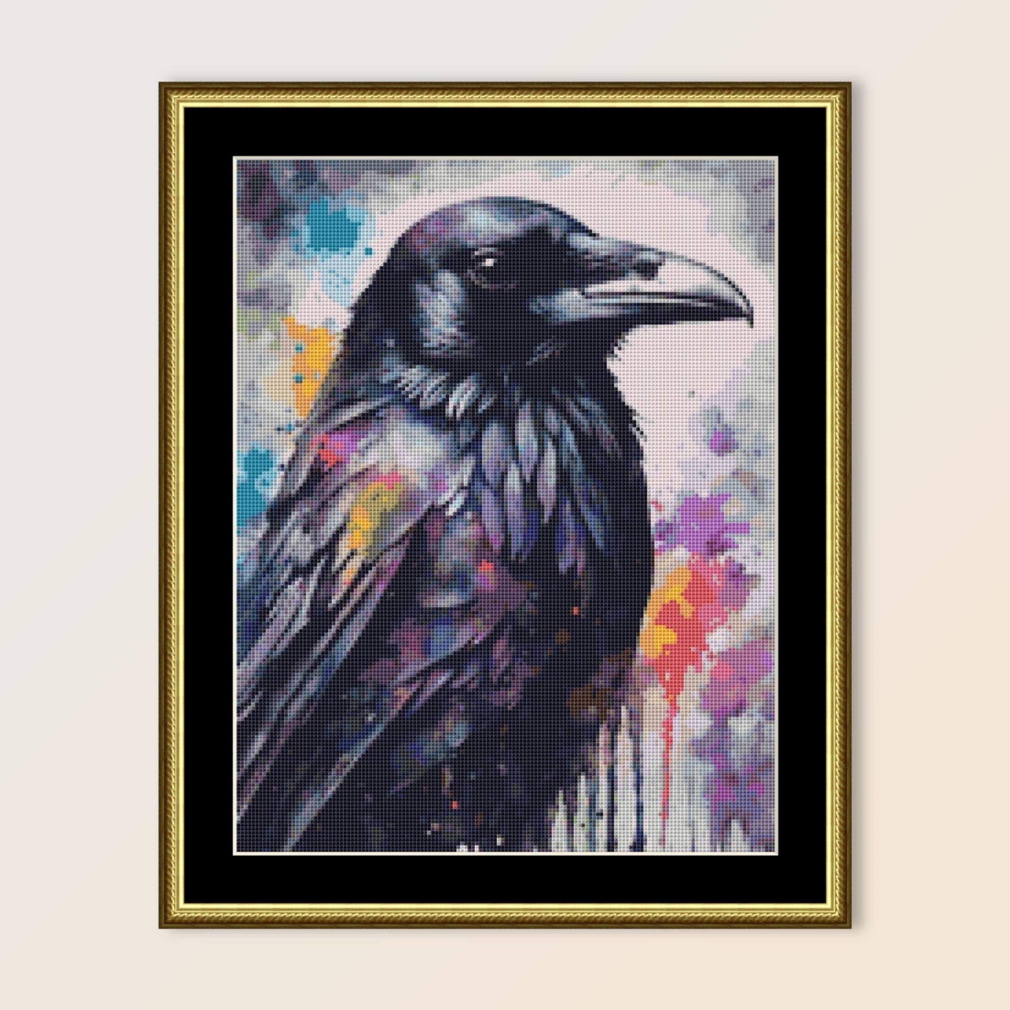 Watercolour Raven Cross Stitch Pattern, Instant Download, Printable PDF ...