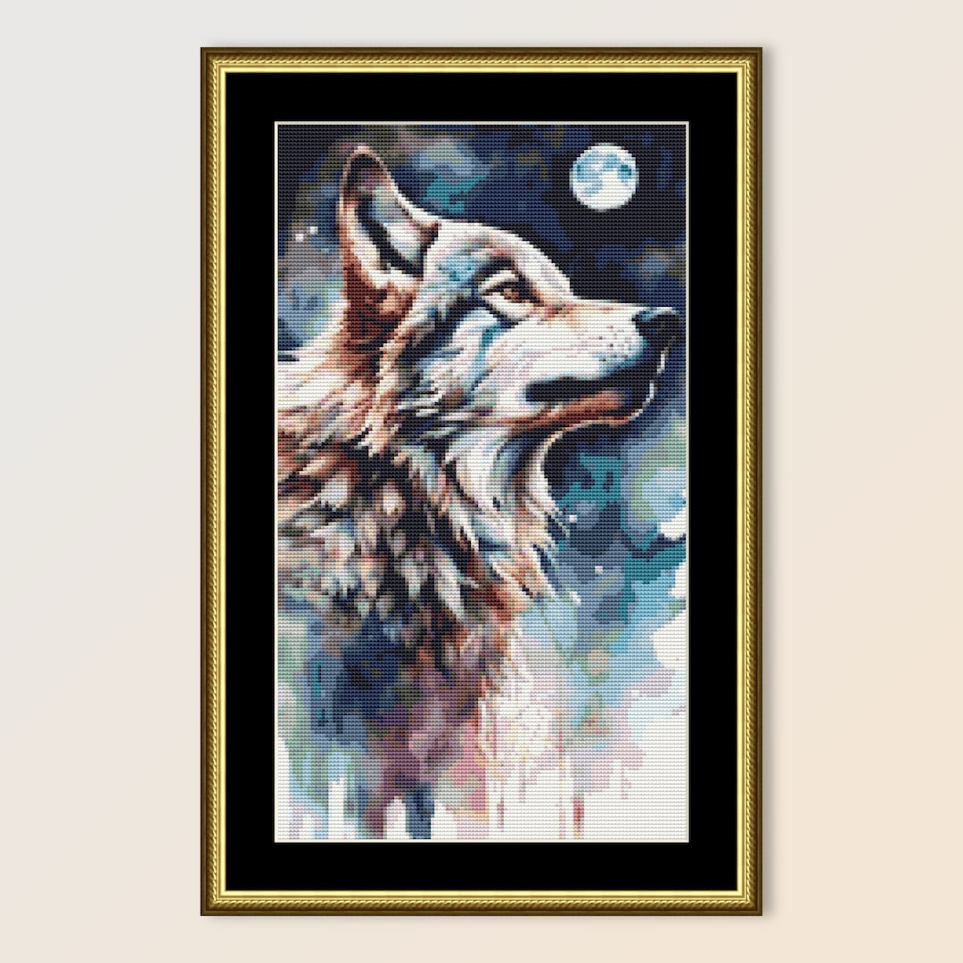 Wolf Cross Stitch Pattern, Instant Download, Printable PDF Xstitch ...