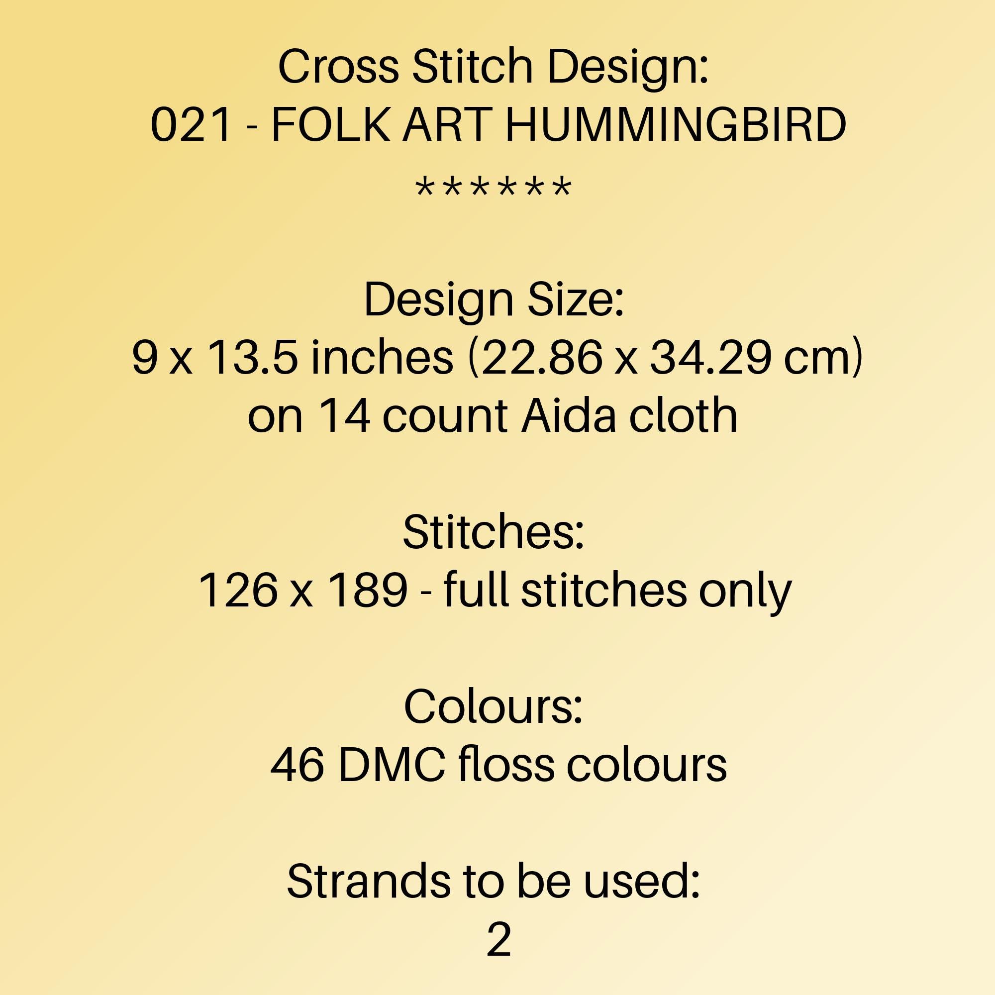 Hummingbird Cross Stitch Pattern: Abstract Floral Folk Art (PDF ...
