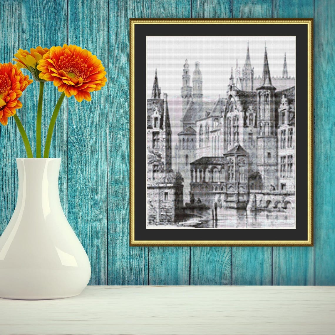 Old Canal Cross Stitch Pattern, Instant Download Cityscape, Printable ...