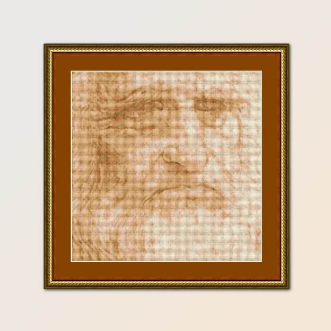 Da Vinci Self Portrait Cross Stitch Pattern: Instant Download (168x168 ...
