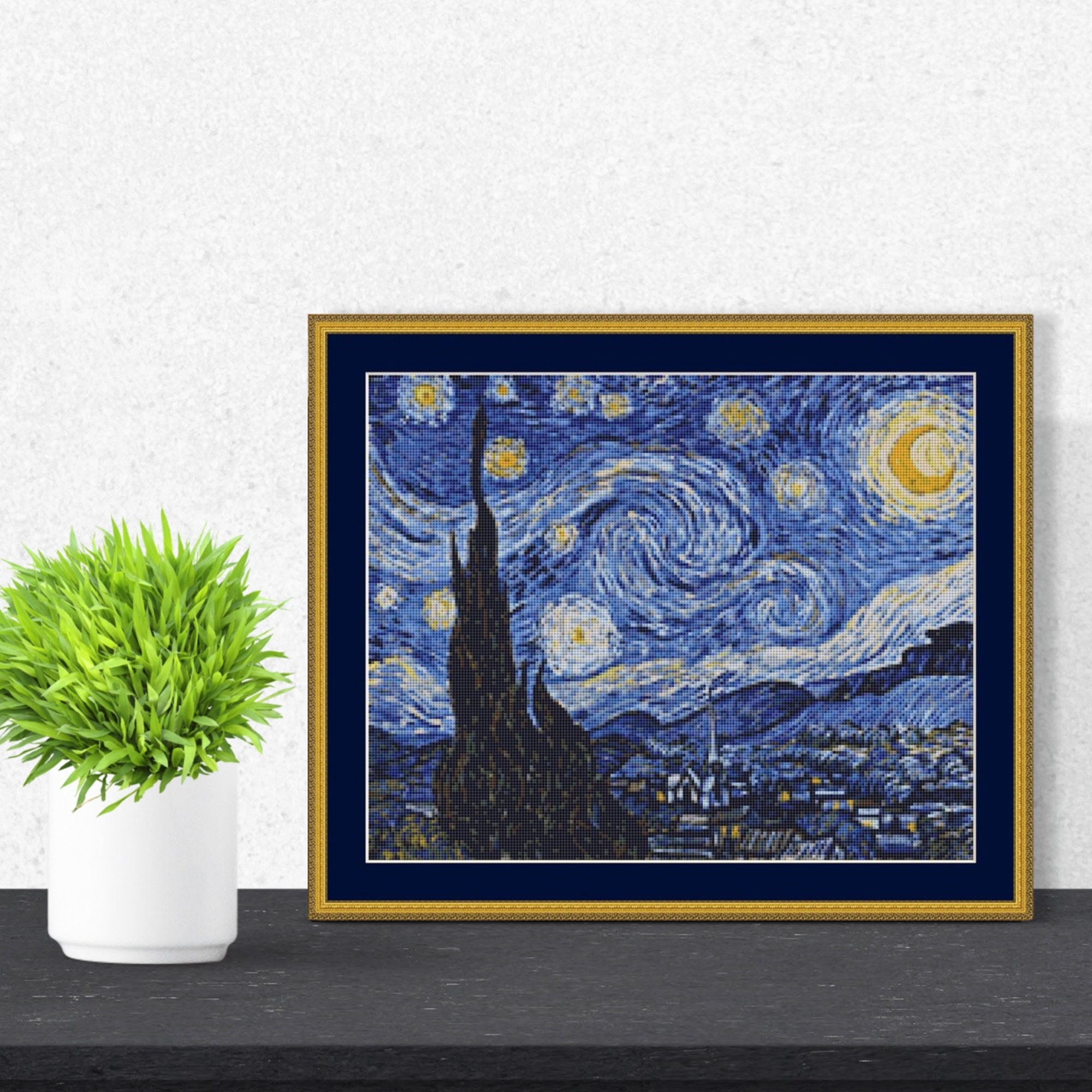 Printable Van Gogh Cross Stitch Pattern, the Starry Night, Instant ...