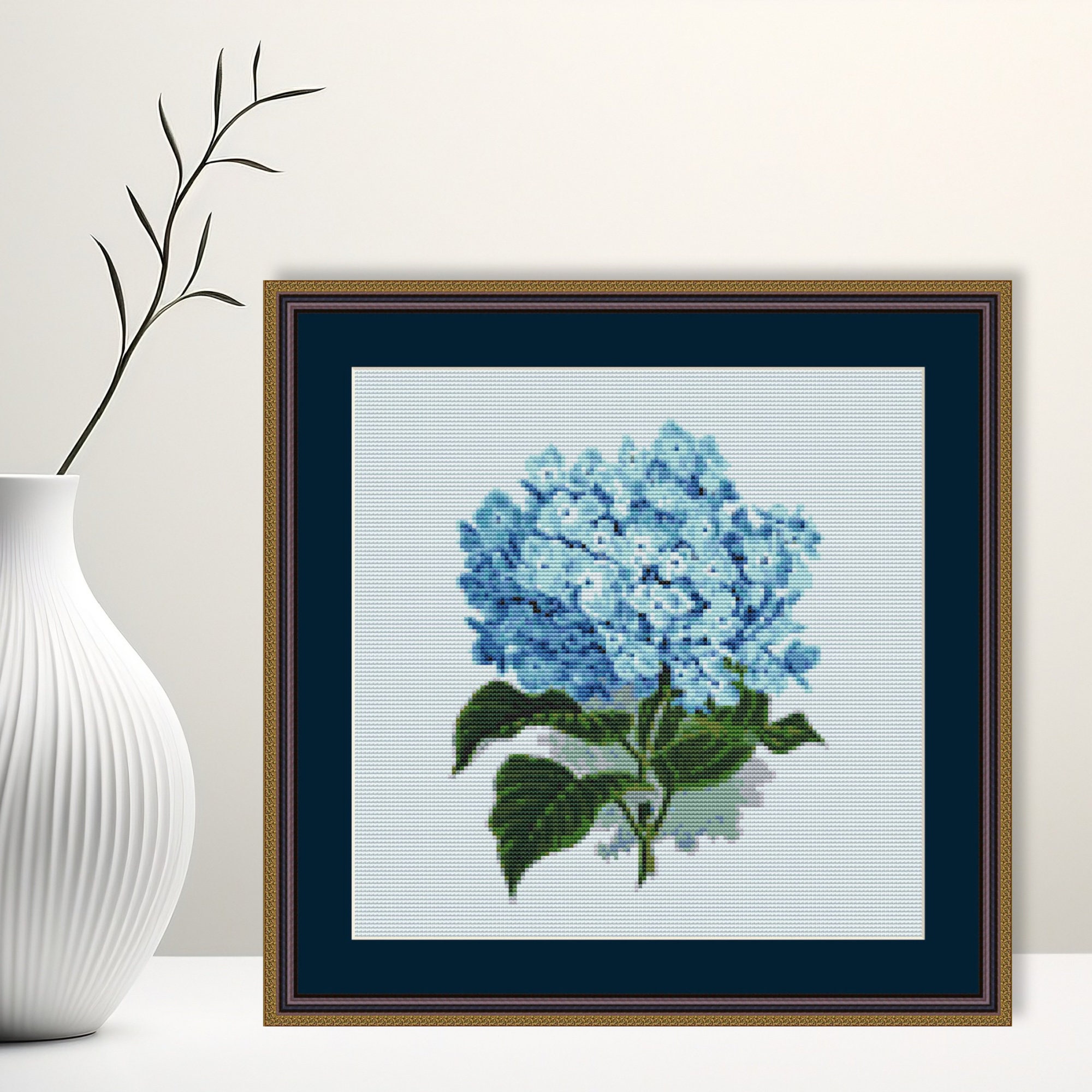 Blue Hydrangea Cross Stitch Pattern, Instant Download, Printable Floral PDF Chart (004) - Etsy