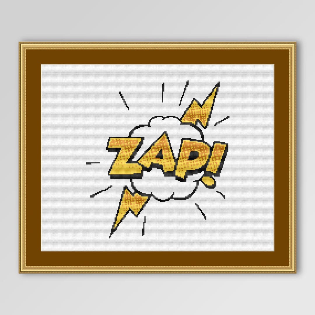 ZAP!, Word Bubble Cross Stitch Pattern, Instant Digital Download ...