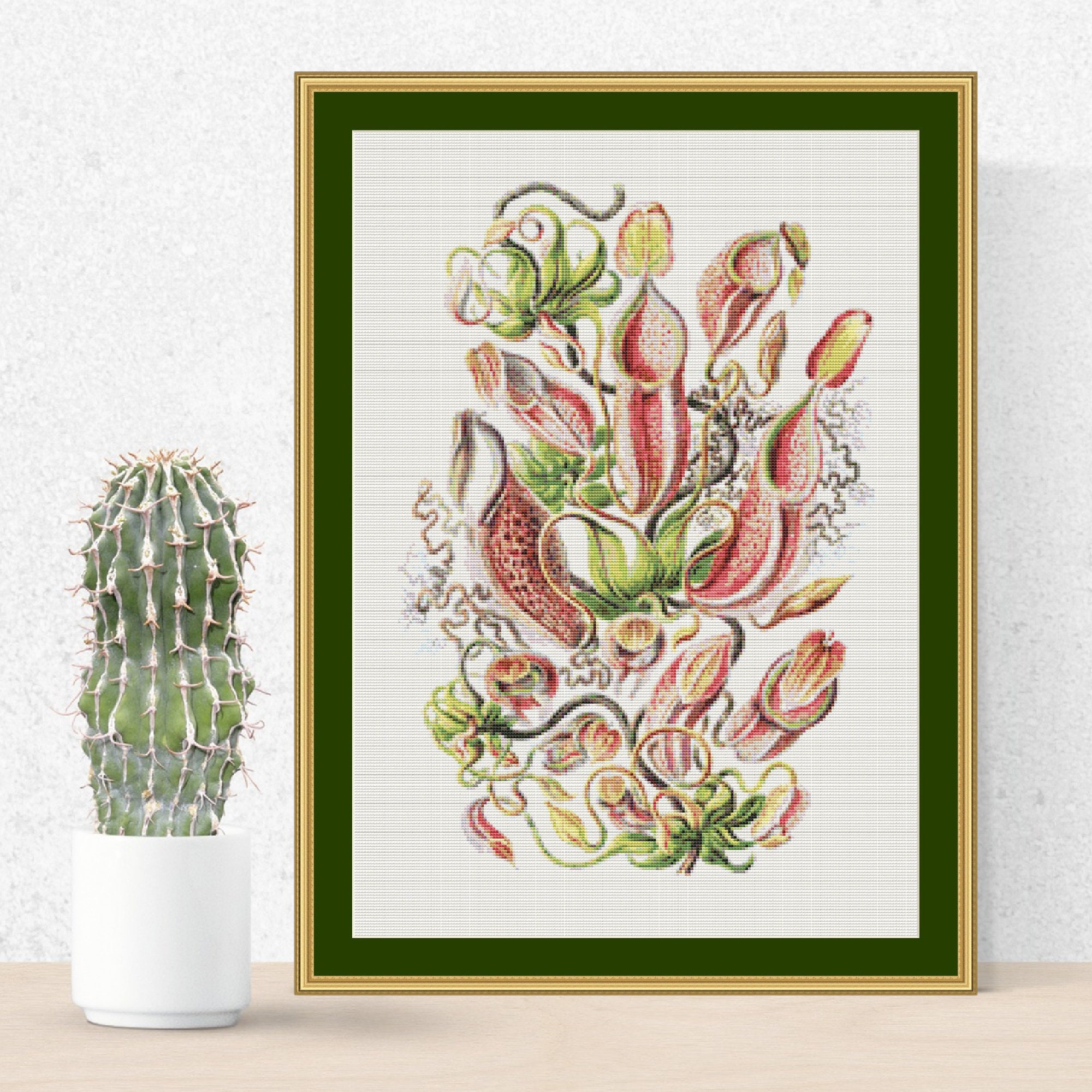 Ernst Haeckel Cross Stitch Pattern, Nepenthaceae, Tropical Pitcher ...