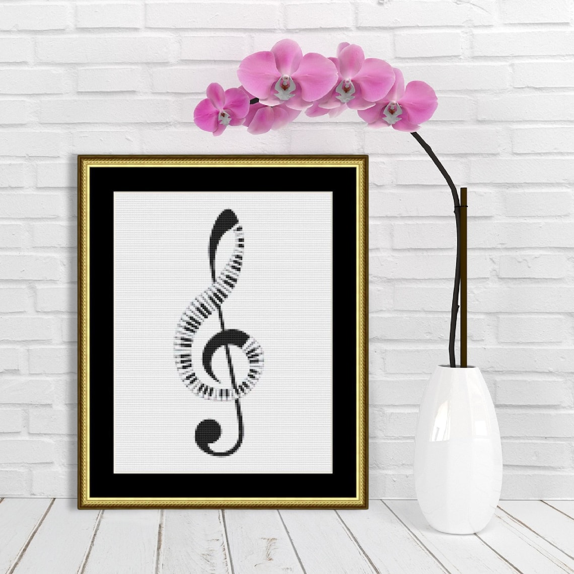Piano Key Treble Clef Cross Stitch Pattern, Instant Download, Printable ...