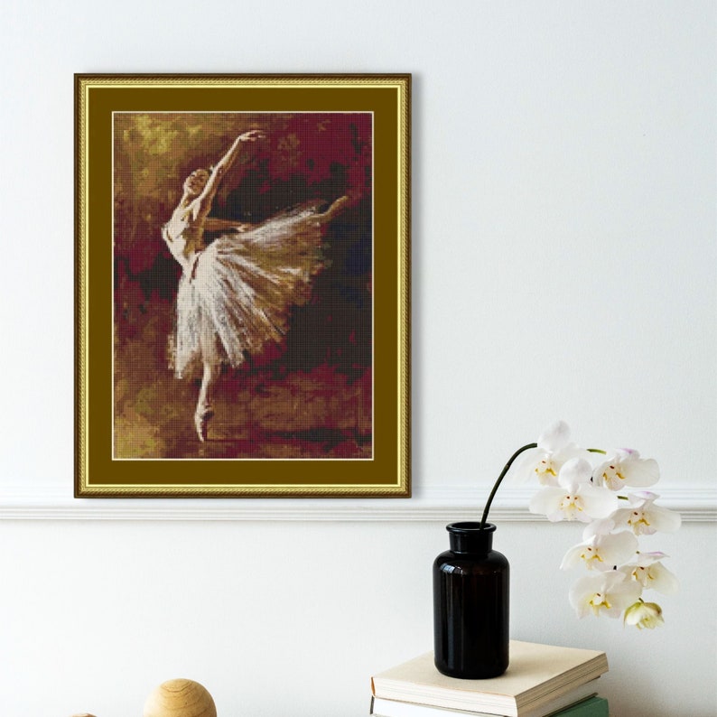 Printable Ballet Cross Stitch Pattern, Dancer Tilting, Instant Download ...