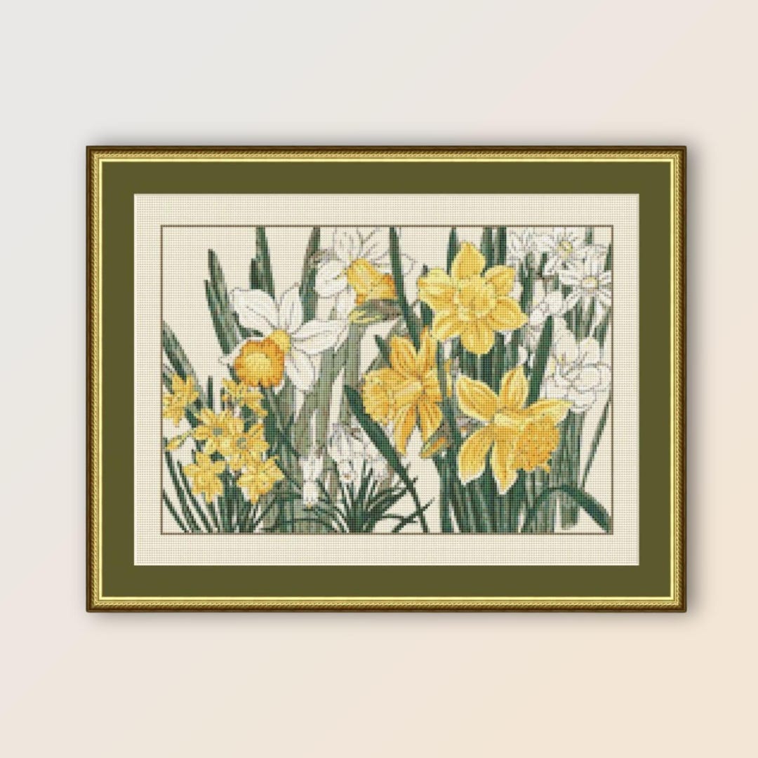 Printable Daffodils Cross Stitch Pattern, Instant Download Floral PDF ...