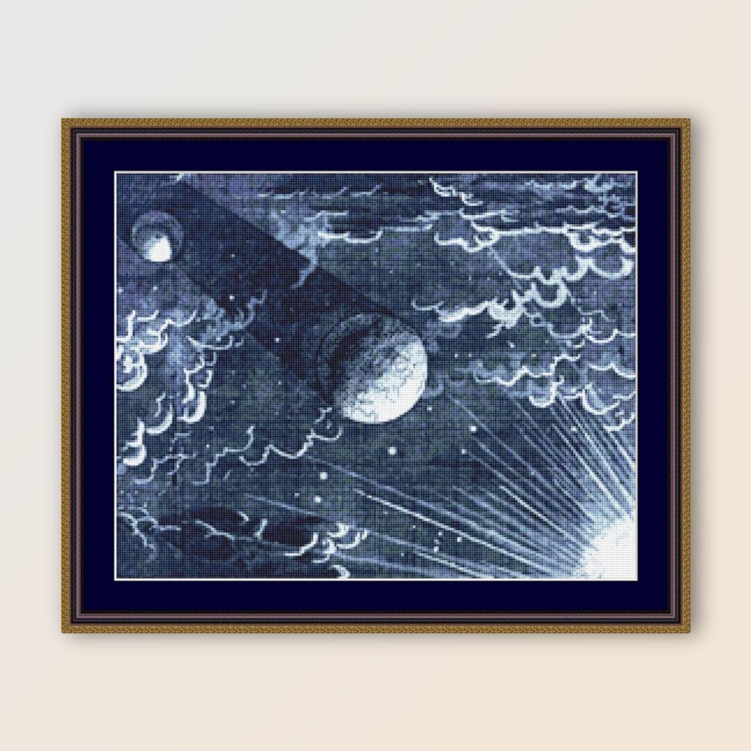 Earth, Sun & Moon Cross Stitch Pattern, Instant Download, Printable PDF ...