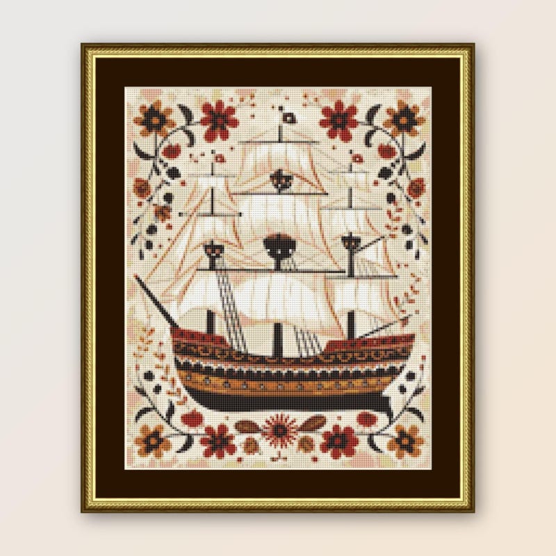 Nautical Ship Cross Stitch - Etsy UK