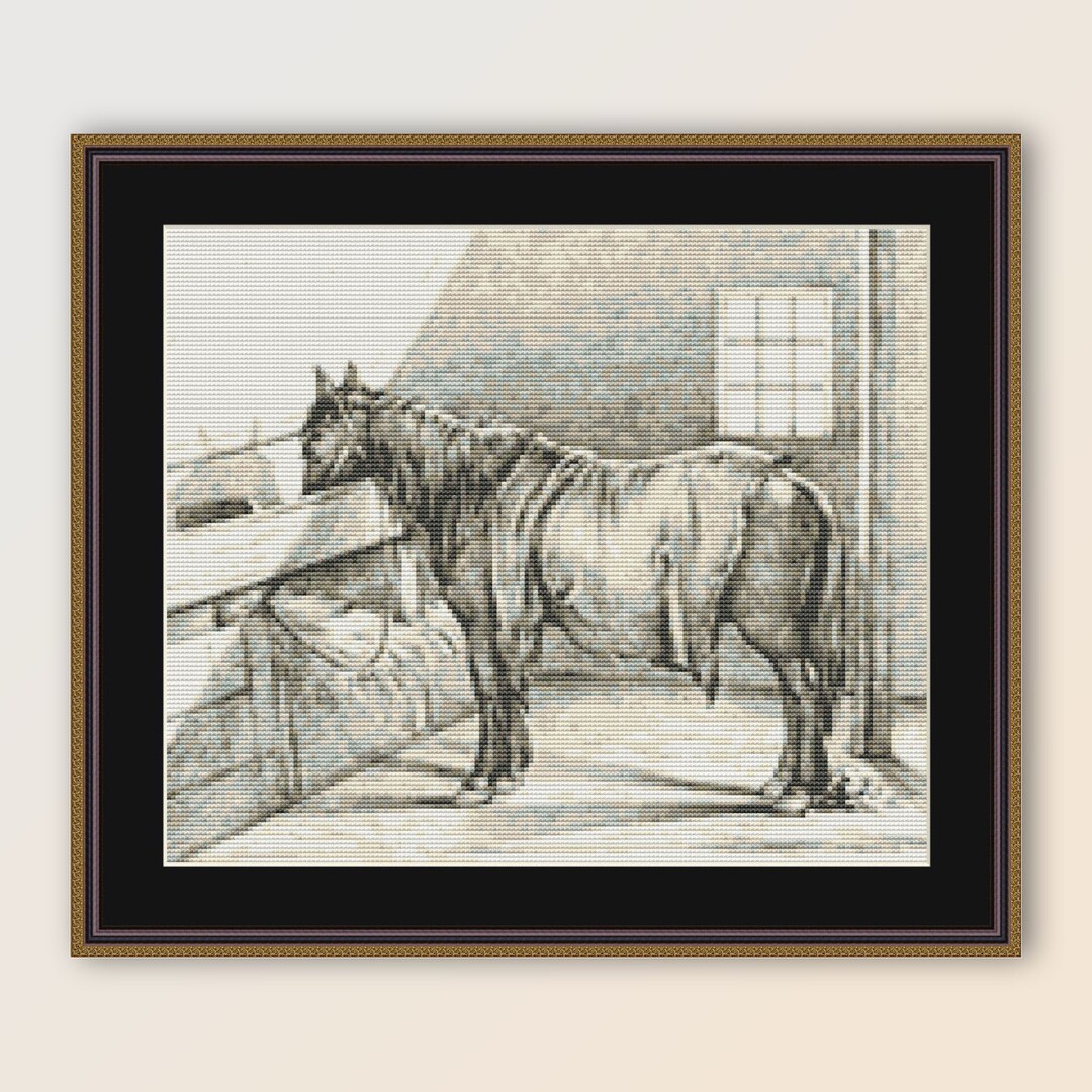Horse in Stable Cross Stitch Pattern, Instant Download, Printable PDF ...