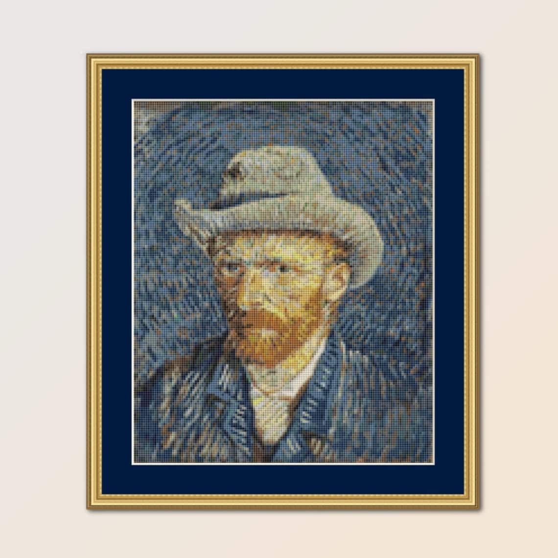 Printable Van Gogh Cross Stitch Pattern, Self Portrait, Instant Digital ...