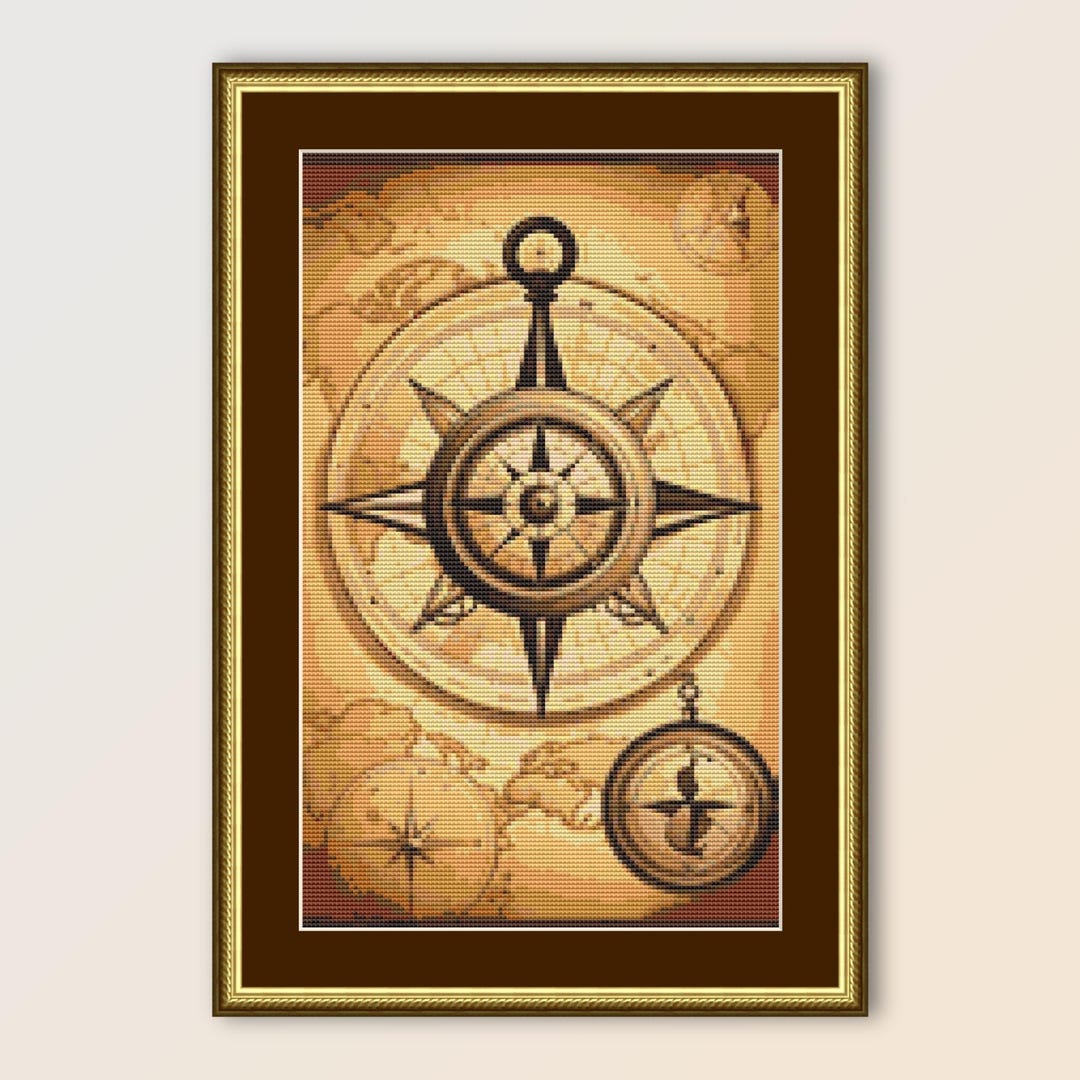 Maritime Compass Cross Stitch Pattern, Instant Digital Download ...
