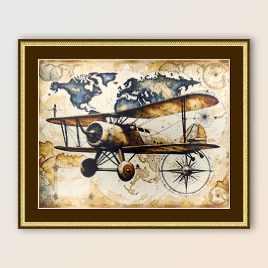 Vintage Airplane Cross Stitch Pattern, Instant Download, Printable PDF ...