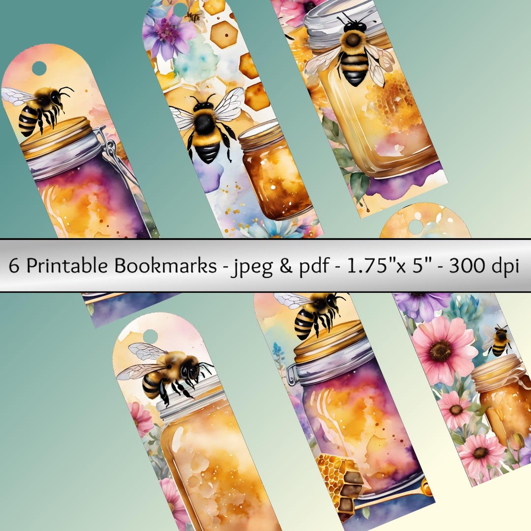Bees and Honey Bookmarks: Printable Ephemera (JPG, PDF) - Etsy